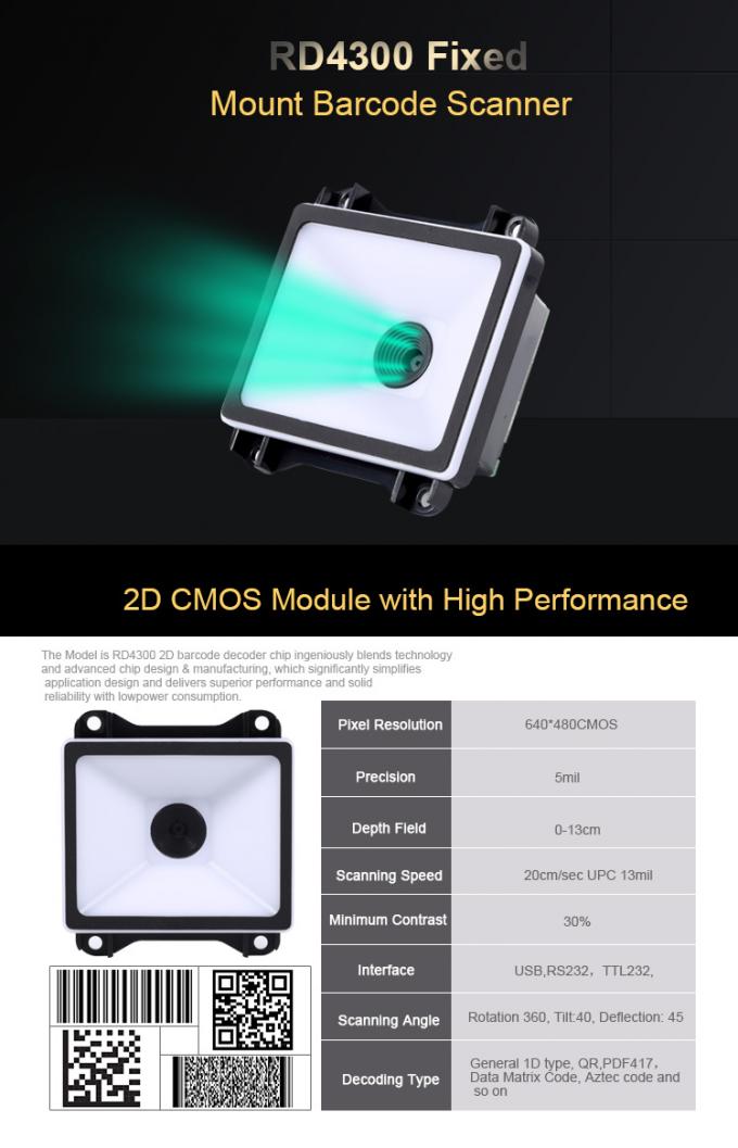 Fixed Mount QR Reader Barcode Scanner Module Wiegand RS232 36 Bit ...