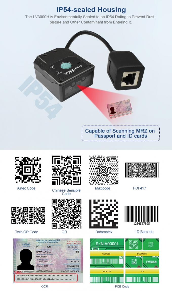 Embedded Arduino MRZ OCR Barcode Scanner Engine IP68