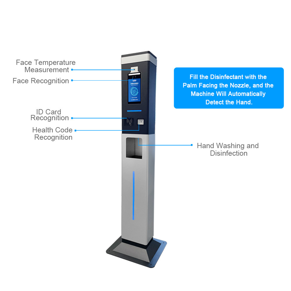 QR Code RS485 Facial Recognition Temperature Check Column Type 